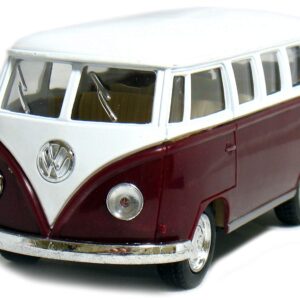 KiNSMART 1962 Volkswagen Classic Bus 1:32 Scale 5" Die Cast Metal Model Toy Car Maroon