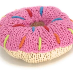 Pebble | Handmade Donut Baby Rattle with Sprinkles - Pink | Knitted Baby Toy | Fair Trade | Play Food | Machine Washable