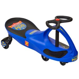 police wiggle car ride on toy – no batteries, gears or pedals – twist, swivel, go – outdoor ride ons for kids 3 years and up by lil’ rider (blue)