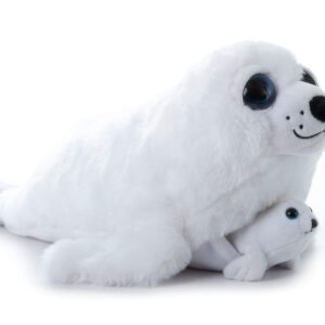 The Petting Zoo Mom and Baby Harp Seal Stuffed Animal, Gifts for Kids, Pocketz Ocean Animals, Harp Seal Plush Toy 14 inches