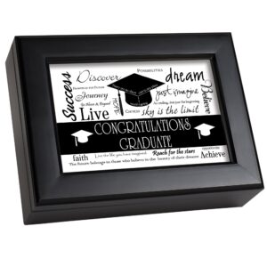 cottage garden congratulations graduate matte black jewelry music box plays pomp and circumstance