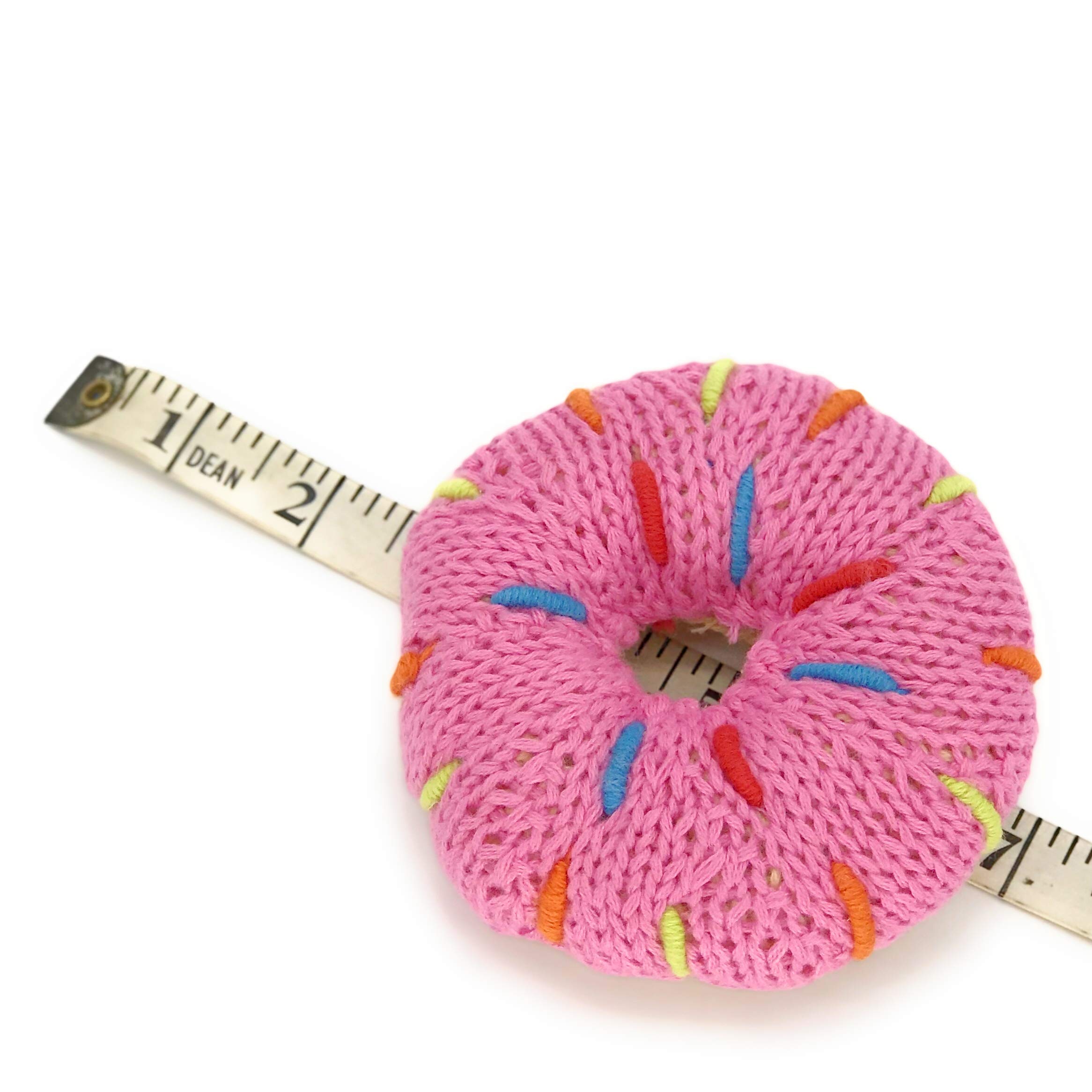 Pebble | Handmade Donut Baby Rattle with Sprinkles - Pink | Knitted Baby Toy | Fair Trade | Play Food | Machine Washable