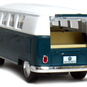 5in Die-cast 1962 VW Classic Bus 1/32 Scale (Green), Pull Back n Go Action.unisex