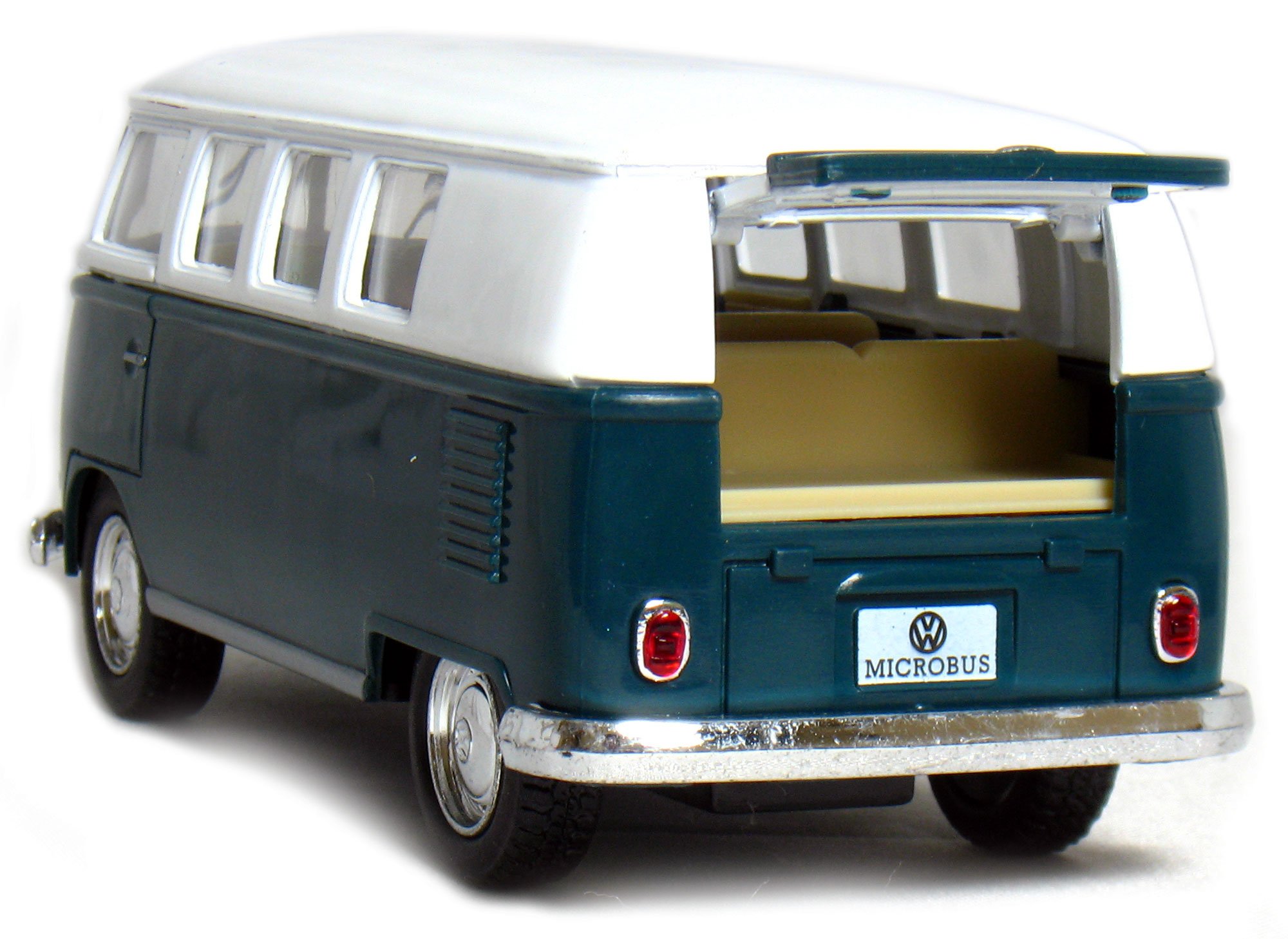 5in Die-cast 1962 VW Classic Bus 1/32 Scale (Green), Pull Back n Go Action.unisex