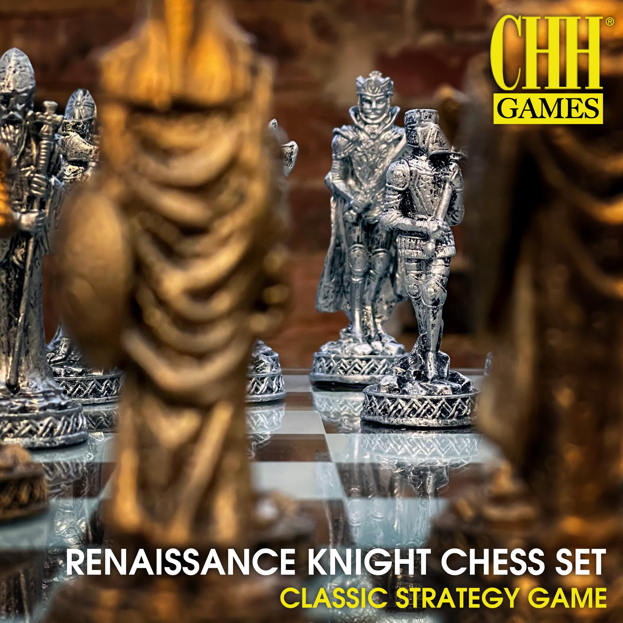 Renaissance Knight Chess Recreational Classic Strategy Game Set, 2 players