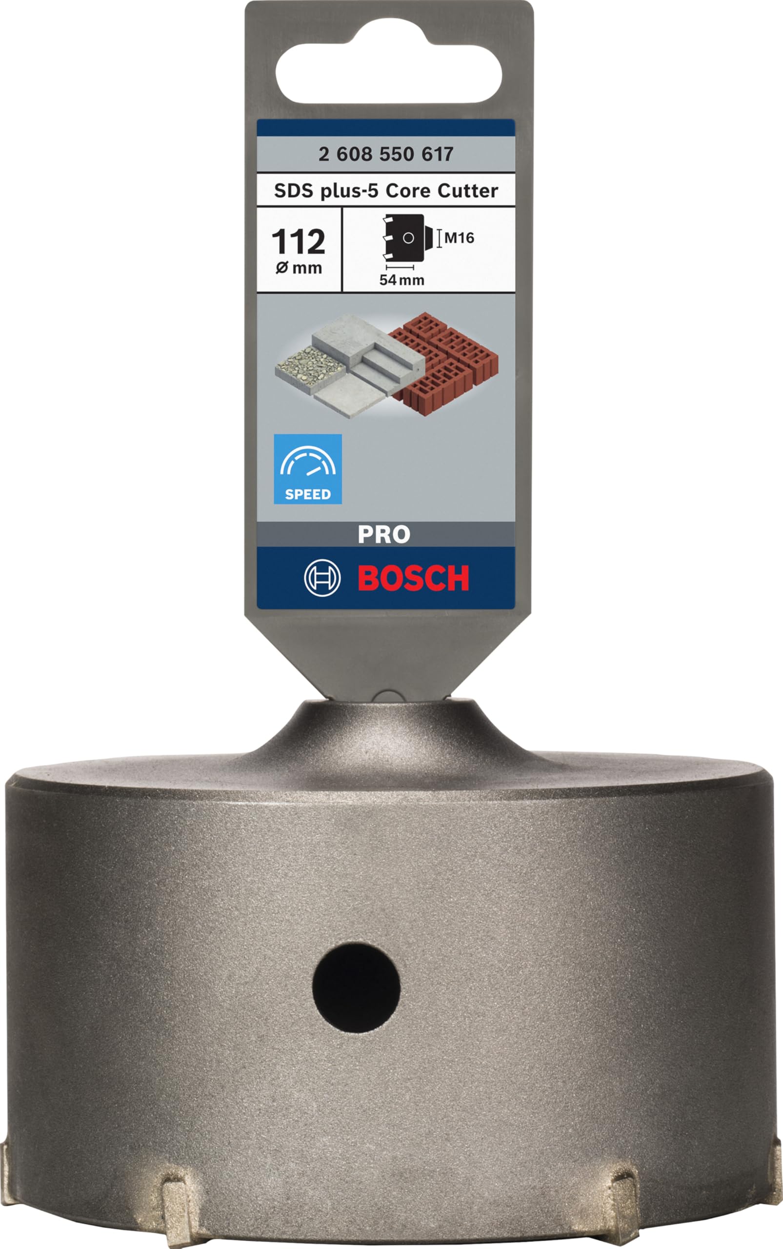 Bosch Professional 2608550617 2 608 550 617" Core Cutter SDS-Max-9 Hollow Annular Bit, Silver, 112 x 50 x 72 mm