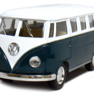 5in Die-cast 1962 VW Classic Bus 1/32 Scale (Green), Pull Back n Go Action.unisex