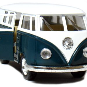 5in Die-cast 1962 VW Classic Bus 1/32 Scale (Green), Pull Back n Go Action.unisex