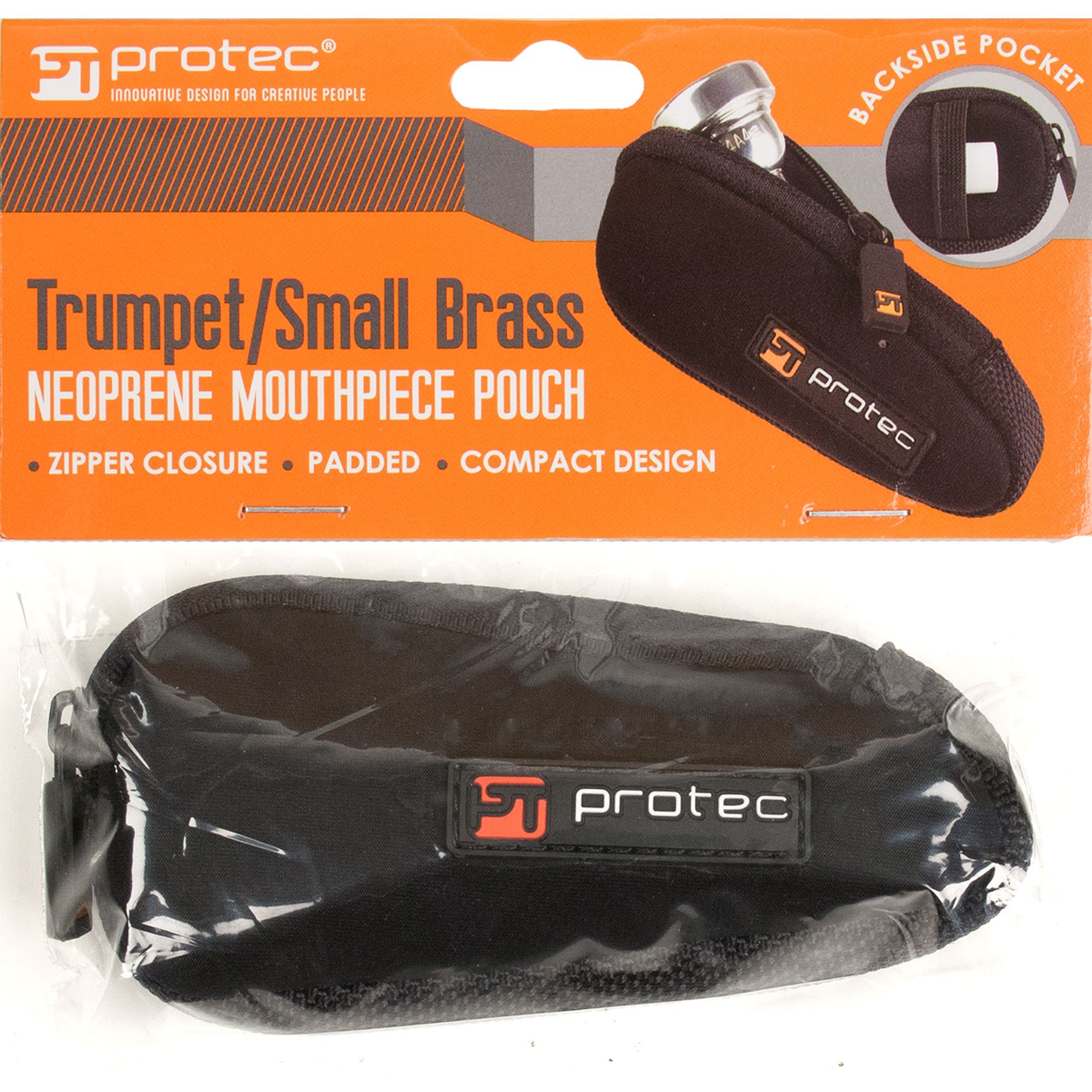 Protec Trumpet/Small Brass Single Neoprene Mouthpiece Pouch with Zipper Closure - Black, Model N203