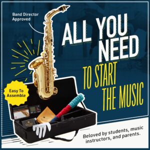 Mendini By Cecilio Eb Alto Saxophone - Case, Tuner, Mouthpiece, 10 Reeds, Pocketbook- Gold E Flat Musical Instruments