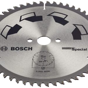 Bosch 1x Circular Saw Blade Special (for Wood, Non-Ferrous Metals, Plastic, Ø 190 x 2.5/1.8 x 20/16 mm, 54 Teeth, FT, with 1x Reduction ring 16 mm, Accessories for Circular Saws)