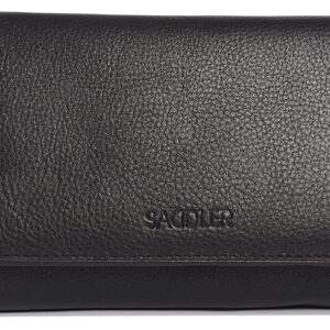 SADDLER Womens Luxurious Leather Trifold RFID Protected Wallet Clutch Purse with Zipper Coin Purse | Designer Multi Credit Card Holder for Ladies | Gift Boxed - Black