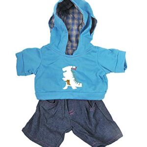 Dinosaur Hoodie w/Jeans Teddy Bear Clothes Outfit Fits Most 14" - 18" Build-a-bear and Make Your Own Stuffed Animals