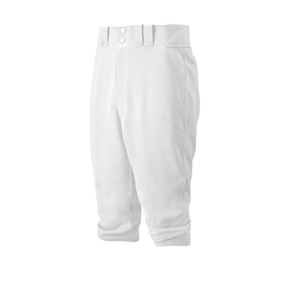 Mizuno Adult Men's Premier Short Knicker Baseball Pant, Below the Knee Fit (White, Medium)