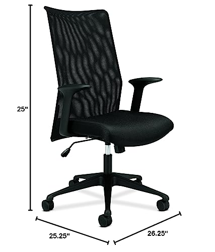 Basyx by Hon VL573 Mesh High-Back Work Chair, Black Fabric, Black