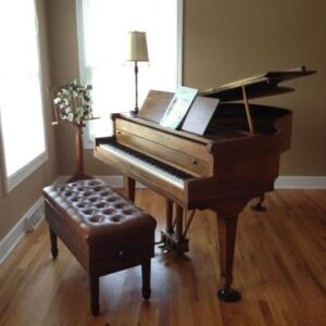 CPS Imports Genuine Leather Adjustable Duet Size Artist Concert Piano Bench Stool in Walnut Satin with Music Storage