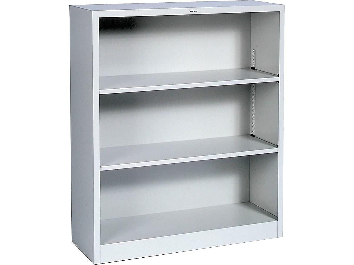 HON S42ABCQ Metal Bookcase, Three-Shelf, 34-1/2w x 12-5/8d x 41h, Light Gray