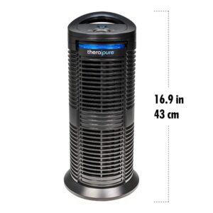 ENVION Therapure TPP220 Small Room Quiet Operating Filter HEPA Air Purifier with 3 Fan Speeds, UV-C Germicidal Light, and Built In Handle, Black