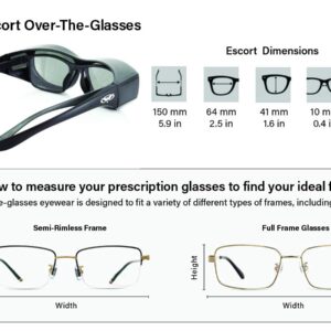 2 Pairs of Escort Fit Over Safety Glasses Black Frames Clear + Smoke Lenses