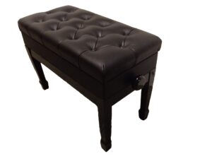 cps imports genuine leather adjustable duet size artist piano bench stool in ebony with music storage