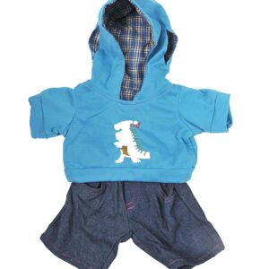 Dinosaur Hoodie w/Jeans Teddy Bear Clothes Outfit Fits Most 14" - 18" Build-a-bear and Make Your Own Stuffed Animals