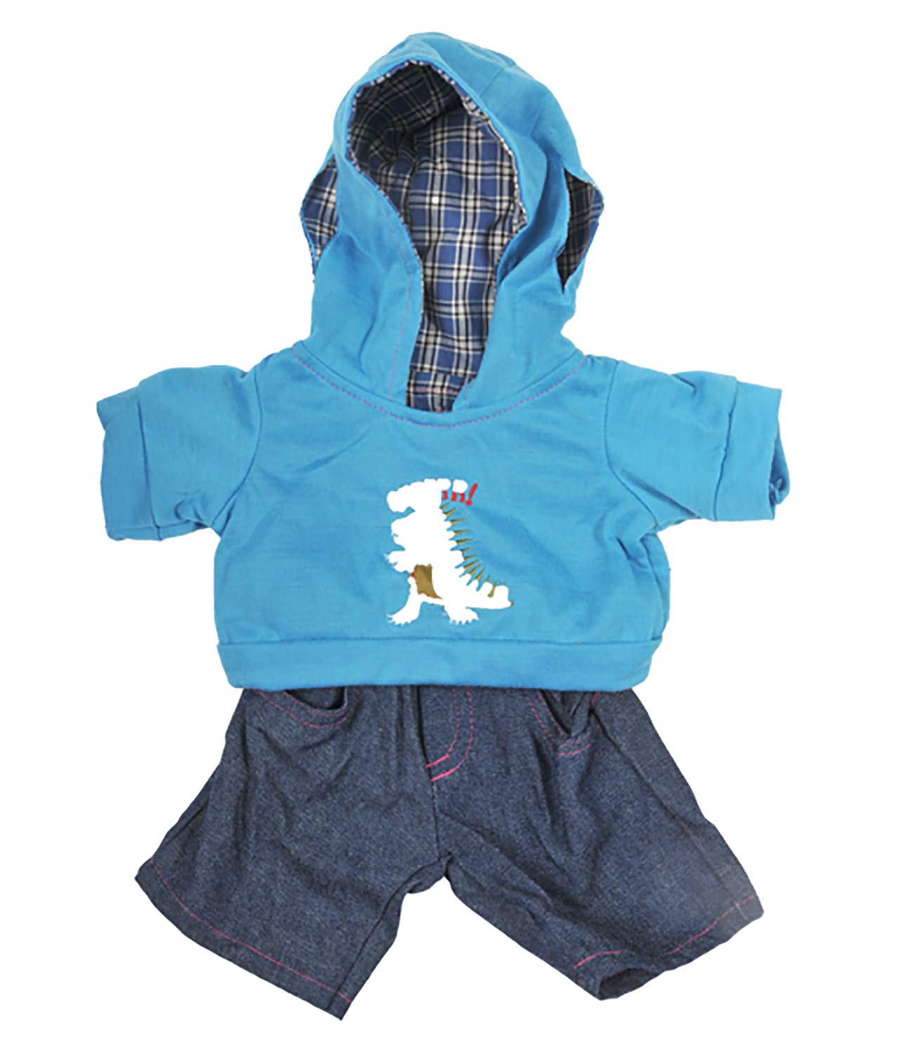 Dinosaur Hoodie w/Jeans Teddy Bear Clothes Outfit Fits Most 14" - 18" Build-a-bear and Make Your Own Stuffed Animals