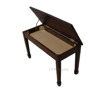 CPS Imports Walnut Wood Top Grand Piano Bench Stool with Music Storage