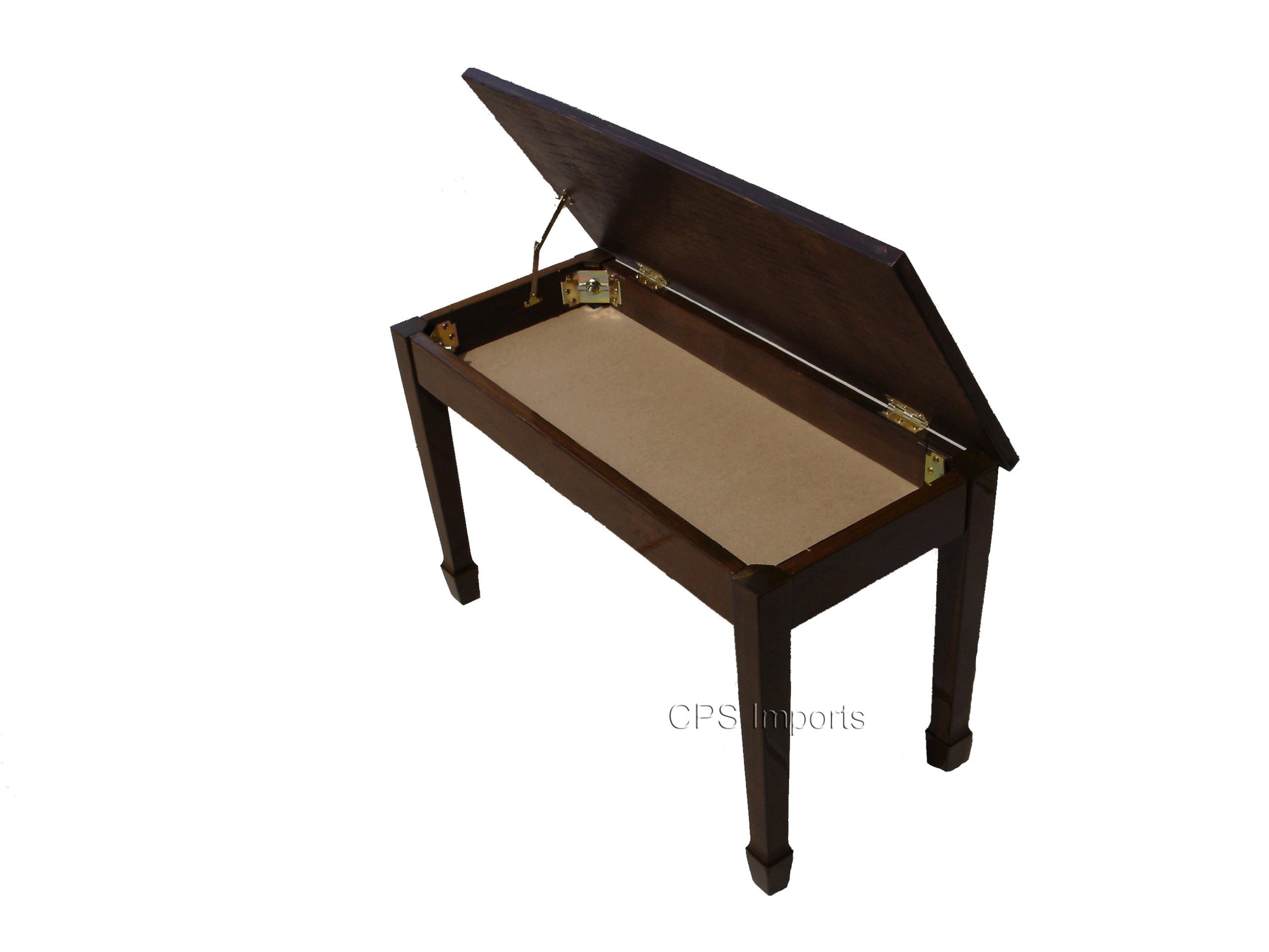 CPS Imports Walnut Wood Top Grand Piano Bench Stool with Music Storage