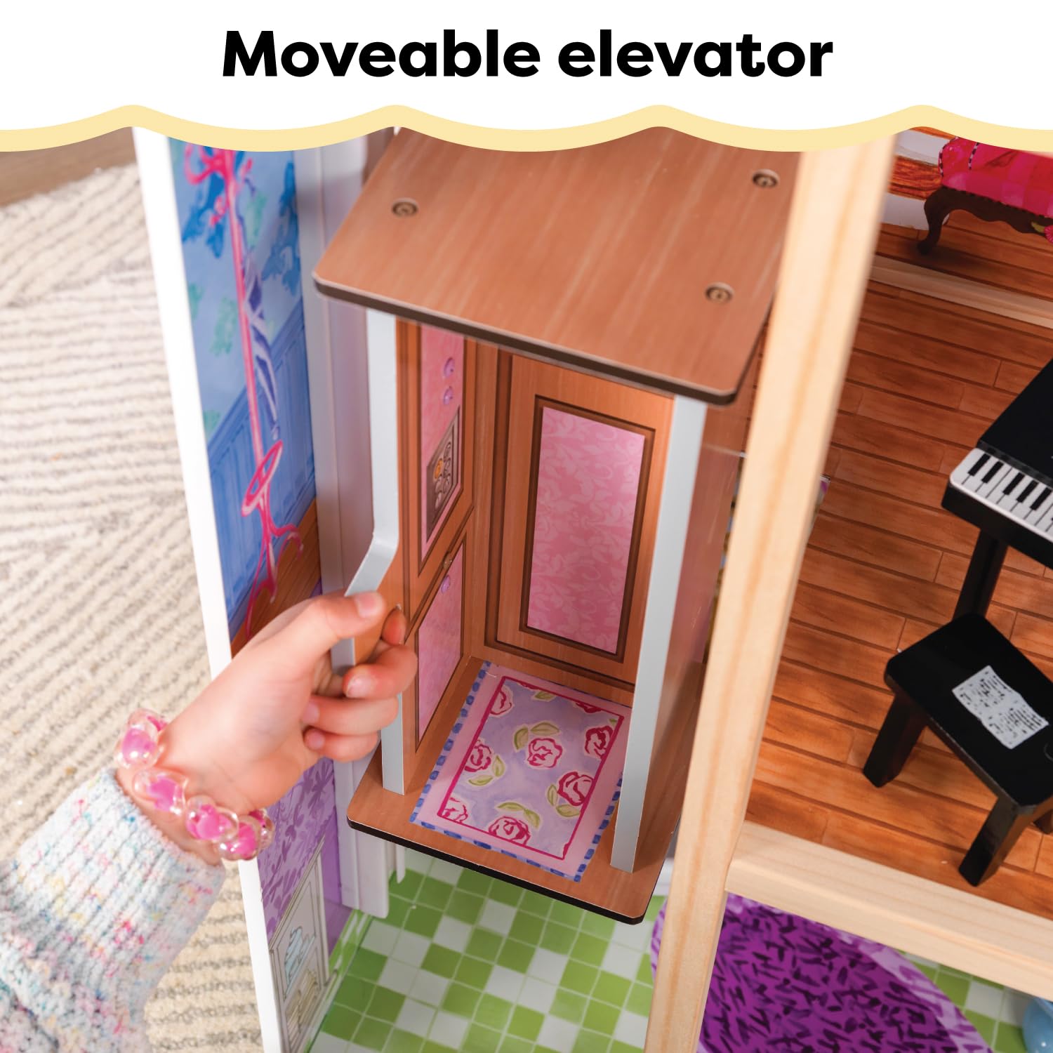 KidKraft My Dreamy Wooden Dollhouse with Lights and Sounds, Elevator and 14 Accessories, Gift for Ages 3+