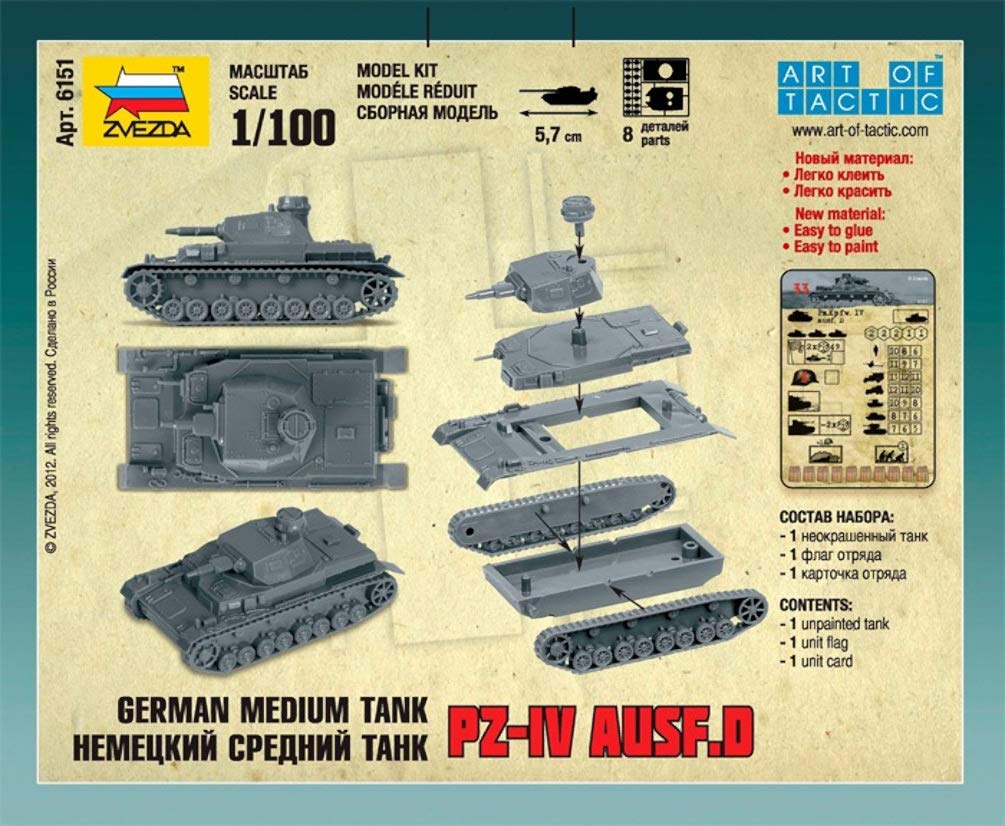 Zvezda Z6151 Model Building – Armoured Combat IV Ausf D – Scale 1:100