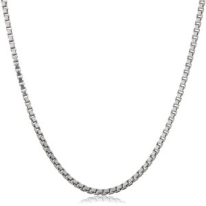 amazon essentials women sterling silver italian 1.2 mm diamond cut box chain necklace, 24", (previously amazon collection)