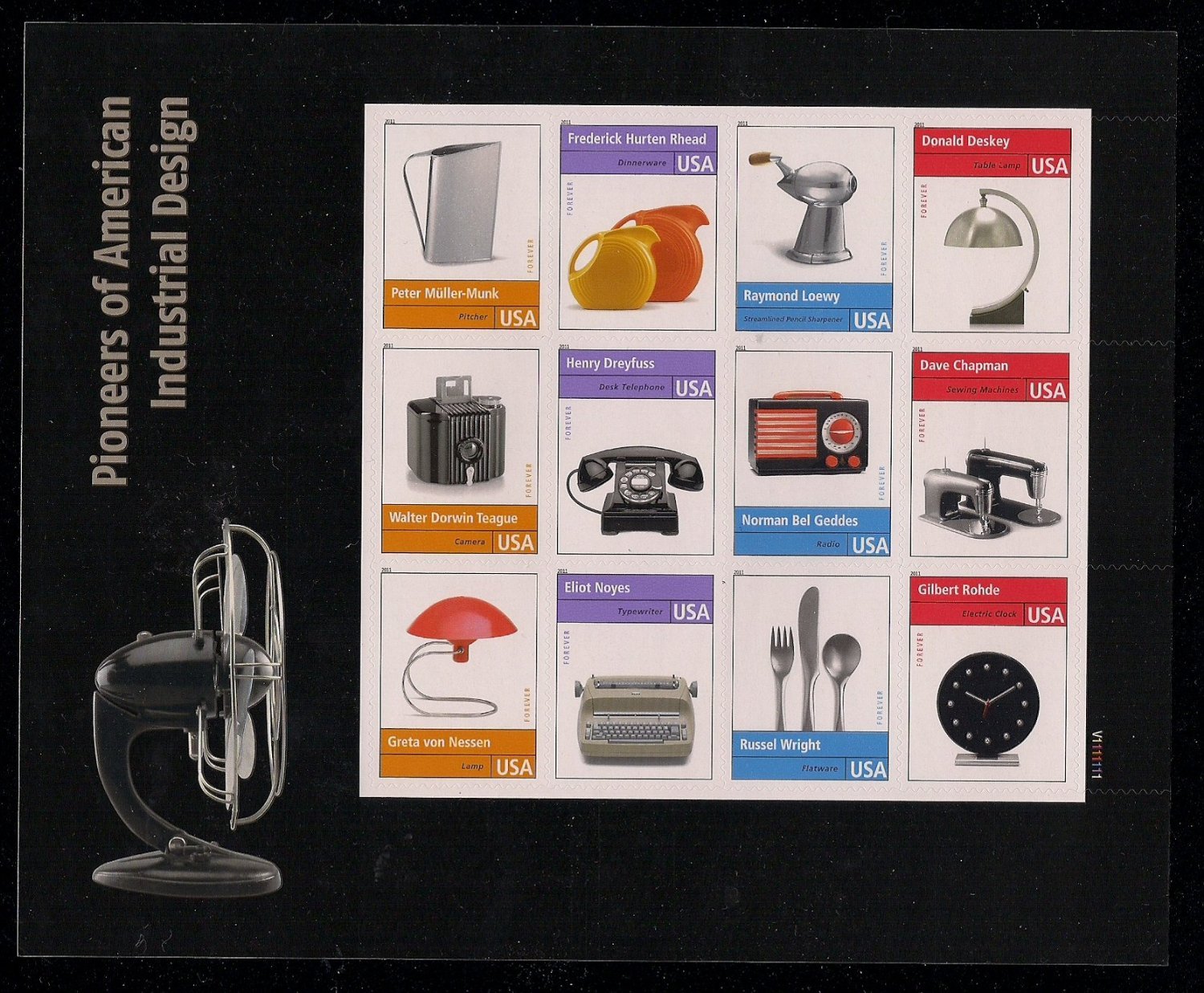 USPS Pioneers of American Industrial Design (Sheet of 12) First-Class Mail Forever Postage Stamps Scott #4546