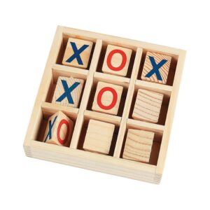 fun express wooden tic tac toe board game - strategy game for kids - toy for road trips and indoor play