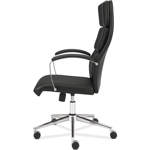 HON Executive Task Chair - High Back Leather Computer Chair for Office Desk, Black (VL105)