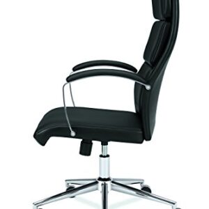 HON Executive Task Chair - High Back Leather Computer Chair for Office Desk, Black (VL105)