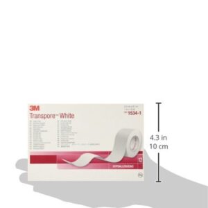 3M™ Transpore™ White Surgical Tape 1534-1, 1 inch x 10 yard (2,5cm x 9,1m), 12 Rolls/Carton 10 Cartons/Case