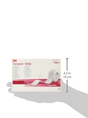 3M™ Transpore™ White Surgical Tape 1534-1, 1 inch x 10 yard (2,5cm x 9,1m), 12 Rolls/Carton 10 Cartons/Case