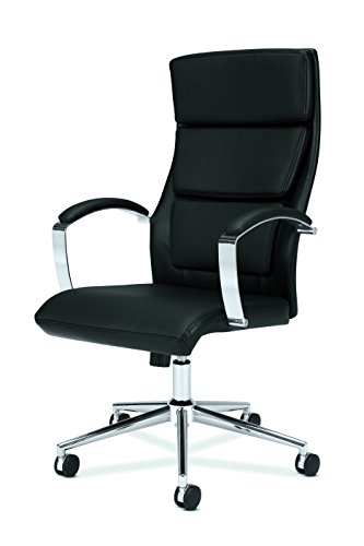 HON Executive Task Chair - High Back Leather Computer Chair for Office Desk, Black (VL105)