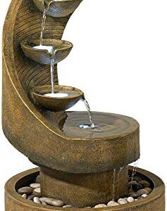 Cascading Modern Zen Outdoor Floor Fountain and Waterfalls 39 1/2" High with LED Light Decor for Garden Patio Backyard Deck Home Lawn Porch House Relaxation Exterior Balcony - John Timberland