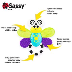 Sassy Flutterby Teether | Water-Filled Teether Soothes Gums | Variety of Textures Massage Gums | For Ages 3 Months and Up (80106)