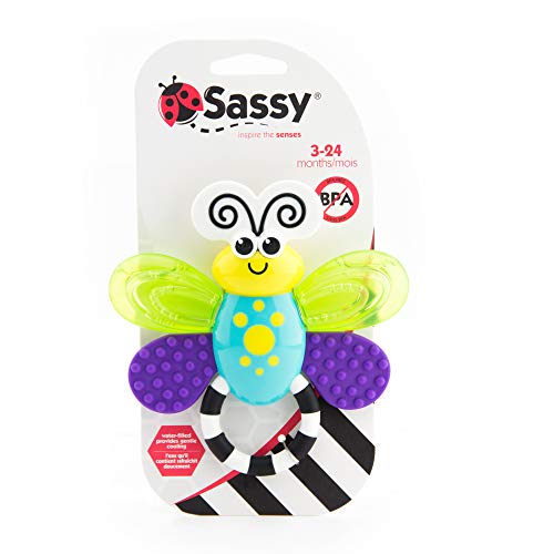 Sassy Flutterby Teether | Water-Filled Teether Soothes Gums | Variety of Textures Massage Gums | For Ages 3 Months and Up (80106)