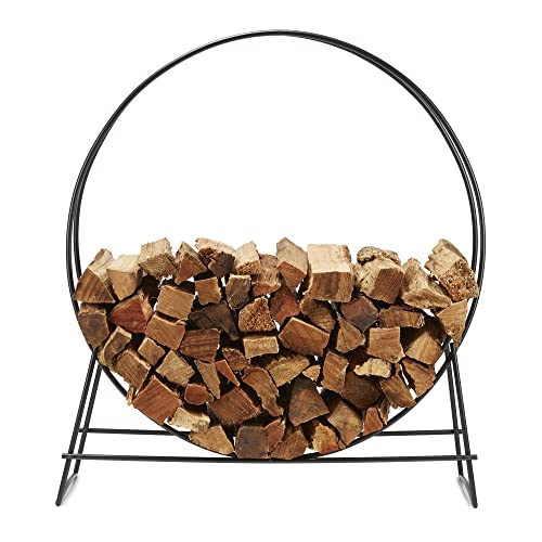 Uniflame, W-1889, Black Finish 48 in. Diameter Tubular Firewood Log Hoop Rack