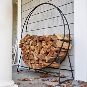 Uniflame, W-1889, Black Finish 48 in. Diameter Tubular Firewood Log Hoop Rack