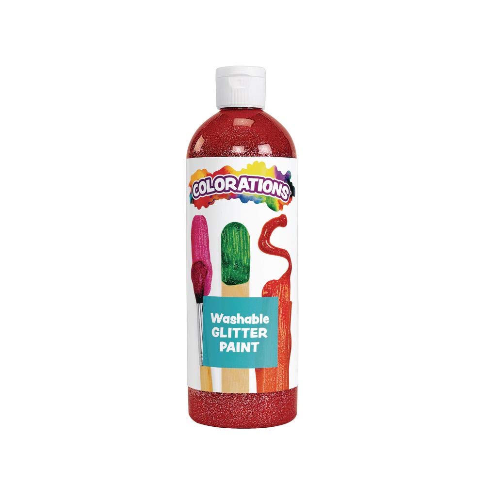 Colorations Washable Glitter Paint, Red, Non Toxic, Vibrant, Bold, Kids Paint, Craft, Hobby, Fun, Art Supplies, 16 oz.