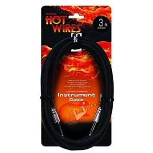 on-stage hot wires 1/4" guitar instrument cable, 3 feet