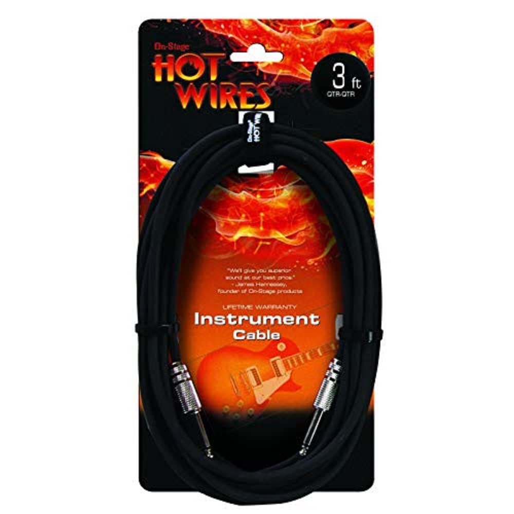 On-Stage Hot Wires 1/4" Guitar Instrument Cable, 3 Feet