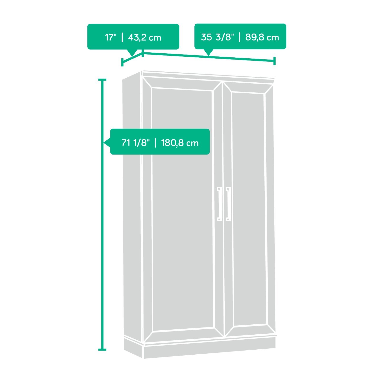 Sauder HomePlus Storage Pantry cabinets, L: 35.35" x W: 17.01" x H: 71.18", Sienna Oak