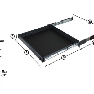 Penn Elcom R1291K/2L Sliding Rack Drawer (1U) with 2 Slam Locks (for Audio Racks, Home Theatres, IT), 15 Inch Depth