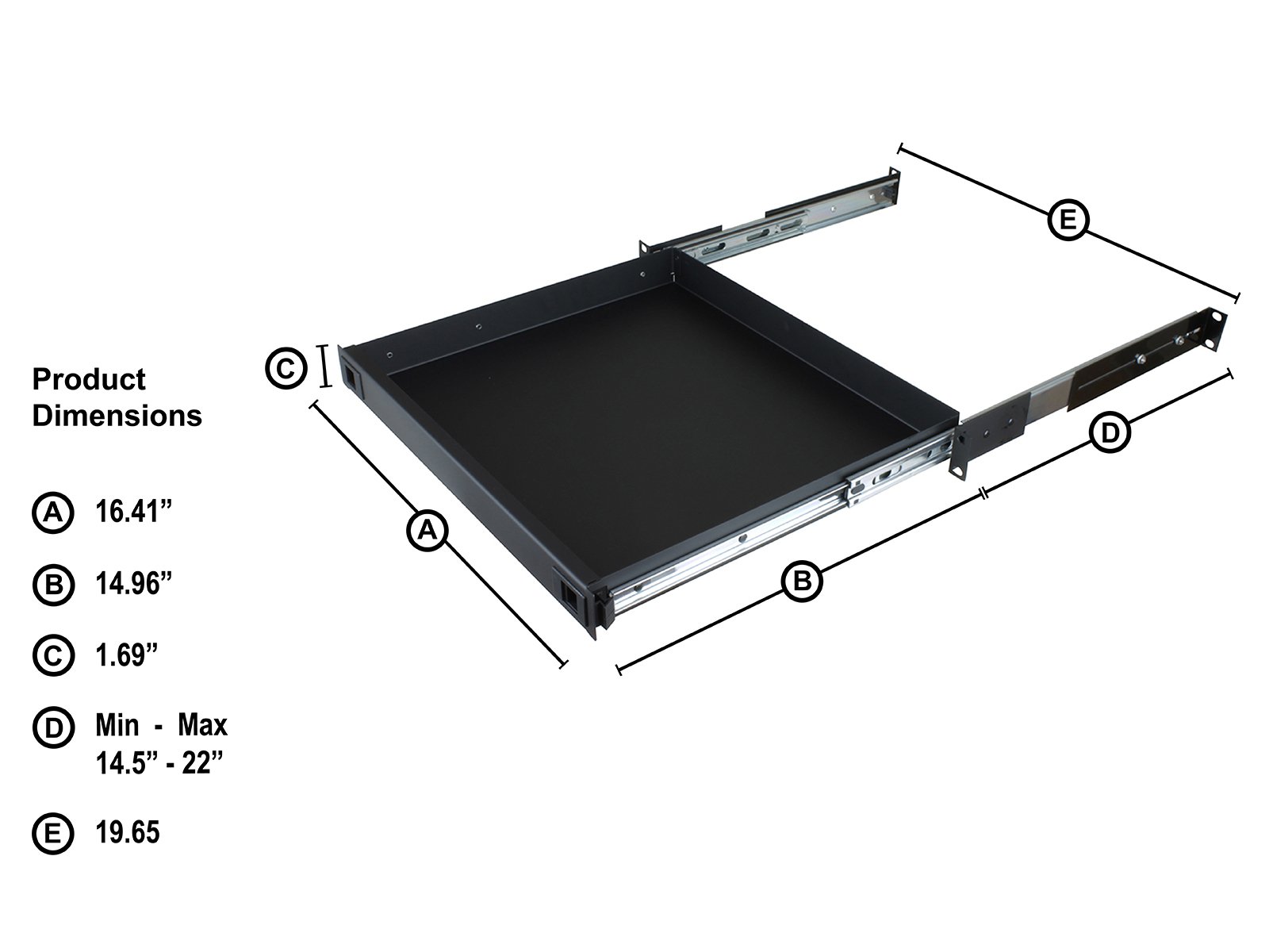 Penn Elcom R1291K/2L Sliding Rack Drawer (1U) with 2 Slam Locks (for Audio Racks, Home Theatres, IT), 15 Inch Depth