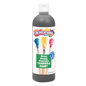 colorations washable tempera shiny, metallic effect paint, 16 fl oz, black, non toxic, vibrant, bold, kids paint, craft, hobby, fun, art supplies